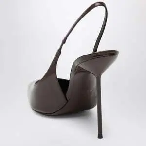 Paris Texas Lidia Slingback Pumps In Ebony Patent Leather - Brown