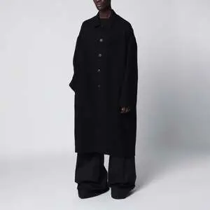 Rick Owens Long Single-breasted Virgin Wool Coat - Black
