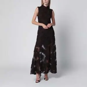 ROTATE BY BIRGER CHRISTENSEN Sleeveless High Neck 3d Floral Maxi Dress