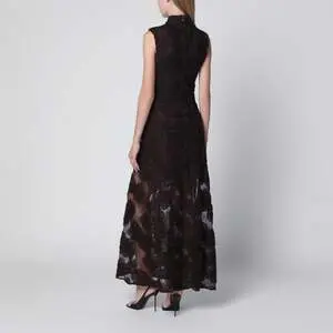 ROTATE BY BIRGER CHRISTENSEN Sleeveless High Neck 3d Floral Maxi Dress