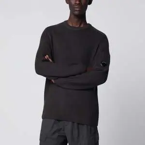 C.P. COMPANY Dark Grey Ribbed Cotton-blend Sweater With Lens Detail