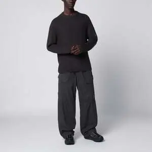C.P. COMPANY Dark Grey Ribbed Cotton-blend Sweater With Lens Detail