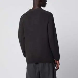 C.P. COMPANY Dark Grey Ribbed Cotton-blend Sweater With Lens Detail
