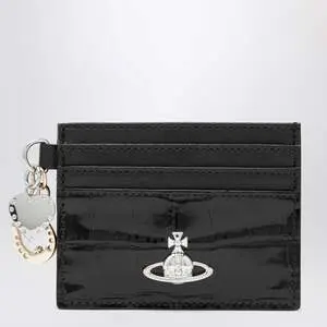VIVIENNE WESTWOOD Croc-embossed Leather Card Holder With Charms - Black