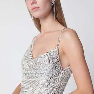 SELF-PORTRAIT Champagne Rhinestone Mini Dress - Beige