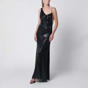 SELF-PORTRAIT Draped Rhinestone Embellished Maxi Dress