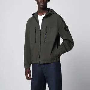 Stone Island Zip-up Cotton Jacket With Hood