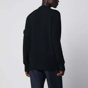 Stone Island Navy Wool Crewneck Sweater - Blue