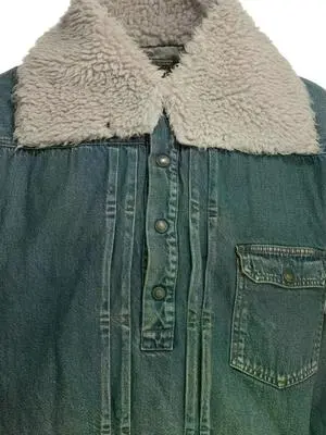 Kapital Fleece-collar Pleated Denim Jacket