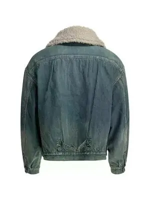 Kapital Fleece-collar Pleated Denim Jacket