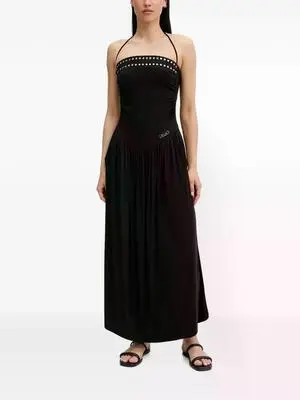 Liu Jo Studded Halterneck Maxi Dress - Black