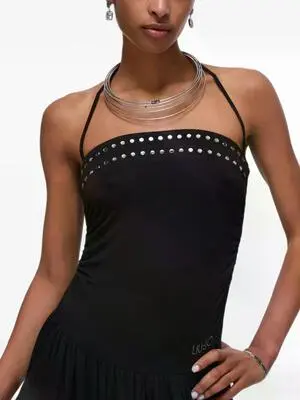 Liu Jo Studded Halterneck Maxi Dress - Black
