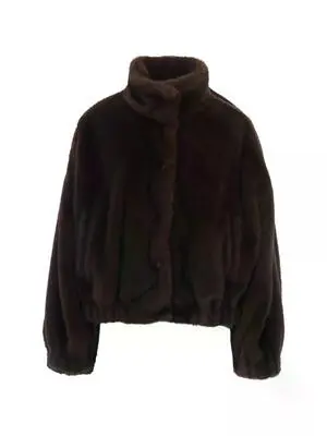 Max Mara Elasticated-trim Faux-fur Jacket - Brown