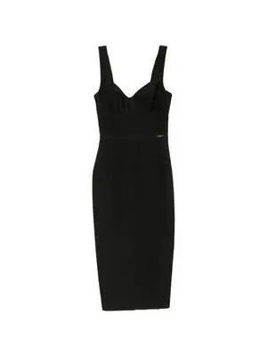 Elisabetta Franchi Sweetheart-neck Panelled Midi Dress - Black