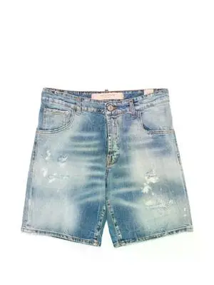 YES LONDON Distressed Faded-effect Shorts