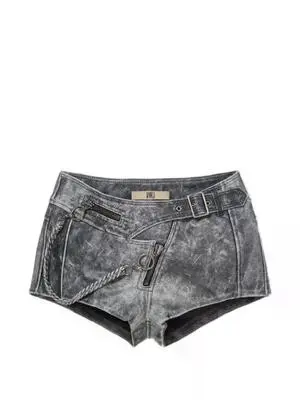 KNWLS Distressed Chain-detail Shorts - Grey