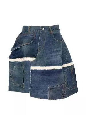 Sacai Patchwork Raw-edge Mini Skirt