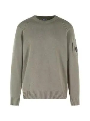 C.P. COMPANY Lens-detail Crew-neck Sweater - Green