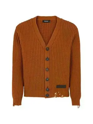 Dsquared2 Distressed V-neck Cardigan - Brown