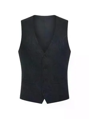 Corneliani Damask-pattern Welt-pocket Waistcoat - Black