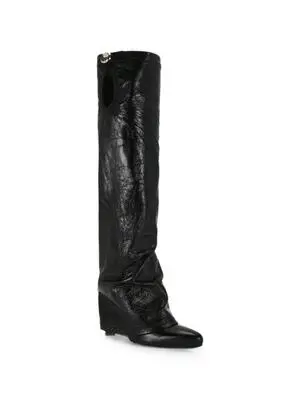 Attico Leon Crackled-leather Boots