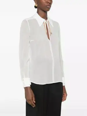 Elisabetta Franchi Logo-plaque Chain-detail Blouse - White