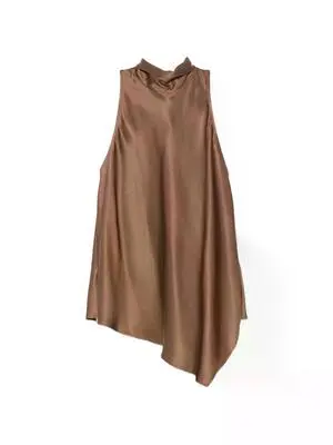 Brunello Cucinelli Asymmetric Tie-neck Top - Brown