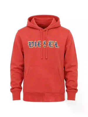 DIESEL® Logo-print Brushed-cotton Hoodie - Red