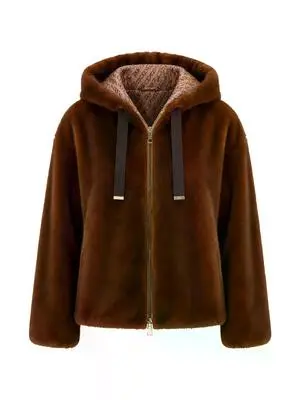 Herno Faux-fur Hooded Jacket - Brown