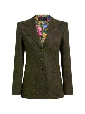 Etro Single-breasted Wool-blend Jacquard Jacket - Green