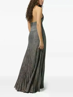 Missoni Metallic-effect Halterneck Maxi Dress - Grey