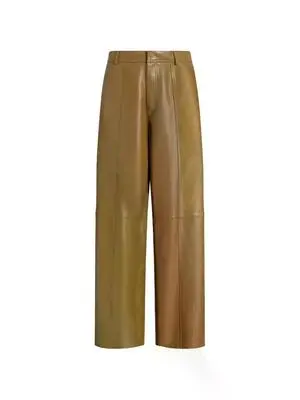 Alberta Ferretti Panelled Leather Trousers - Green