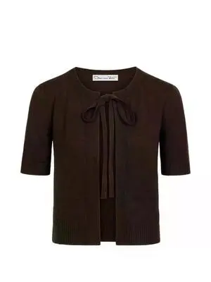 Oscar De La Renta Self-tie Wool Twin Set Cardigan - Brown