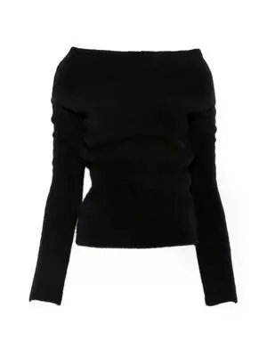 Rick Owens Off-shoulder Ribbed Knit Sweater
