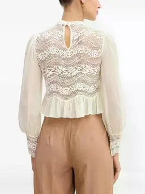 TWINSET Lace-panelled Ruffled Top