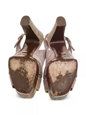 SERGIO ROSSI Peep-toe Slingback Platform Block Heel Sandals