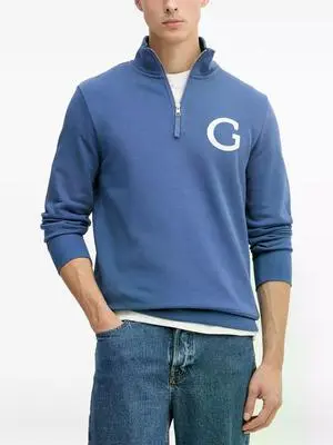Gant Logo Patch Quarter-zip Sweater - Blue