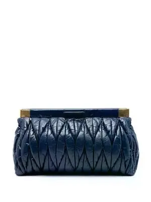 Miu Miu 2010-2026 Matelasse Patent Frame Clutch Bag - Blue