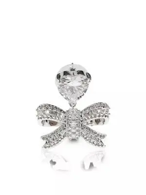 SELF-PORTRAIT Heart Crystal-embellished Bow Drop Earrings