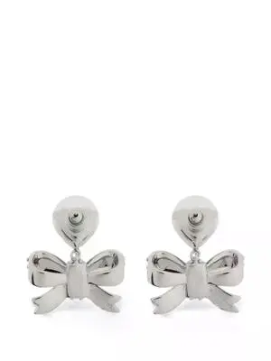 SELF-PORTRAIT Heart Crystal-embellished Bow Drop Earrings