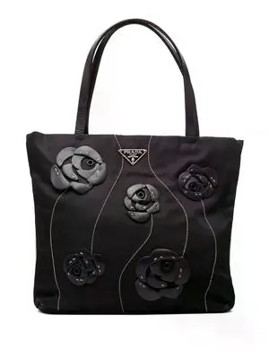 Prada 2000-2013 Rosette Tessuto Tote Bag - Black