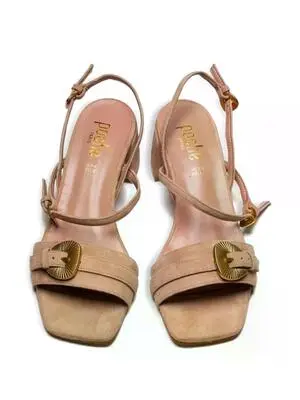 POCHE PARIS Buckle-embellished Block-heel Sandals