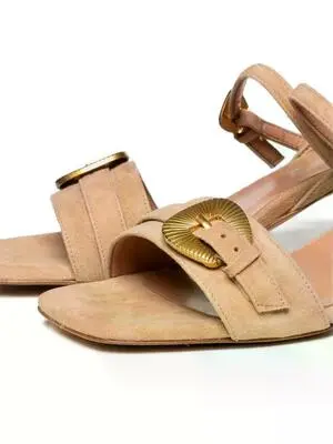 POCHE PARIS Buckle-embellished Block-heel Sandals