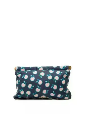 Miu Miu 2010-2026 Canvas Apple Print Frame Flat Pouch Clutch Bag - Blue