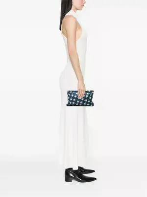 Miu Miu 2010-2026 Canvas Apple Print Frame Flat Pouch Clutch Bag