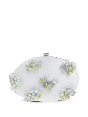 SELF-PORTRAIT Floral-appliqué Satin Mini Clutch Bag