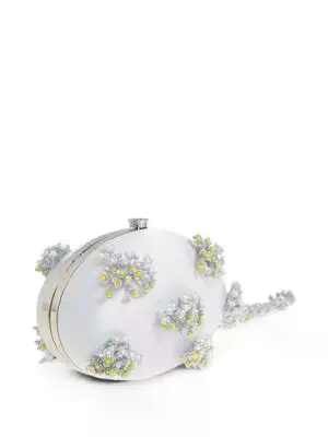 SELF-PORTRAIT Floral-appliqué Satin Mini Clutch Bag