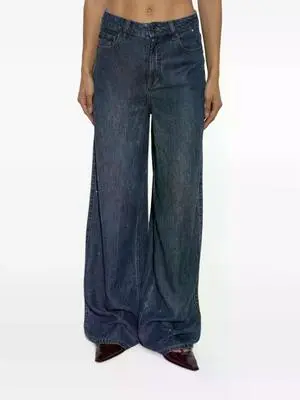 SELF-PORTRAIT Sequin-embellished Wide-leg Jeans
