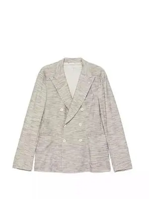MANUEL RITZ Double-breasted Peak-lapels Cotton Blazer - Grey