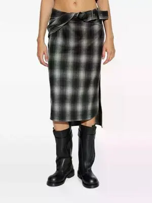 IRO PARIS Nylane Check Belted Midi Skirt